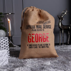 Personalised Christmas Santa Sack Express Mail Christmas Stocking Bag ...