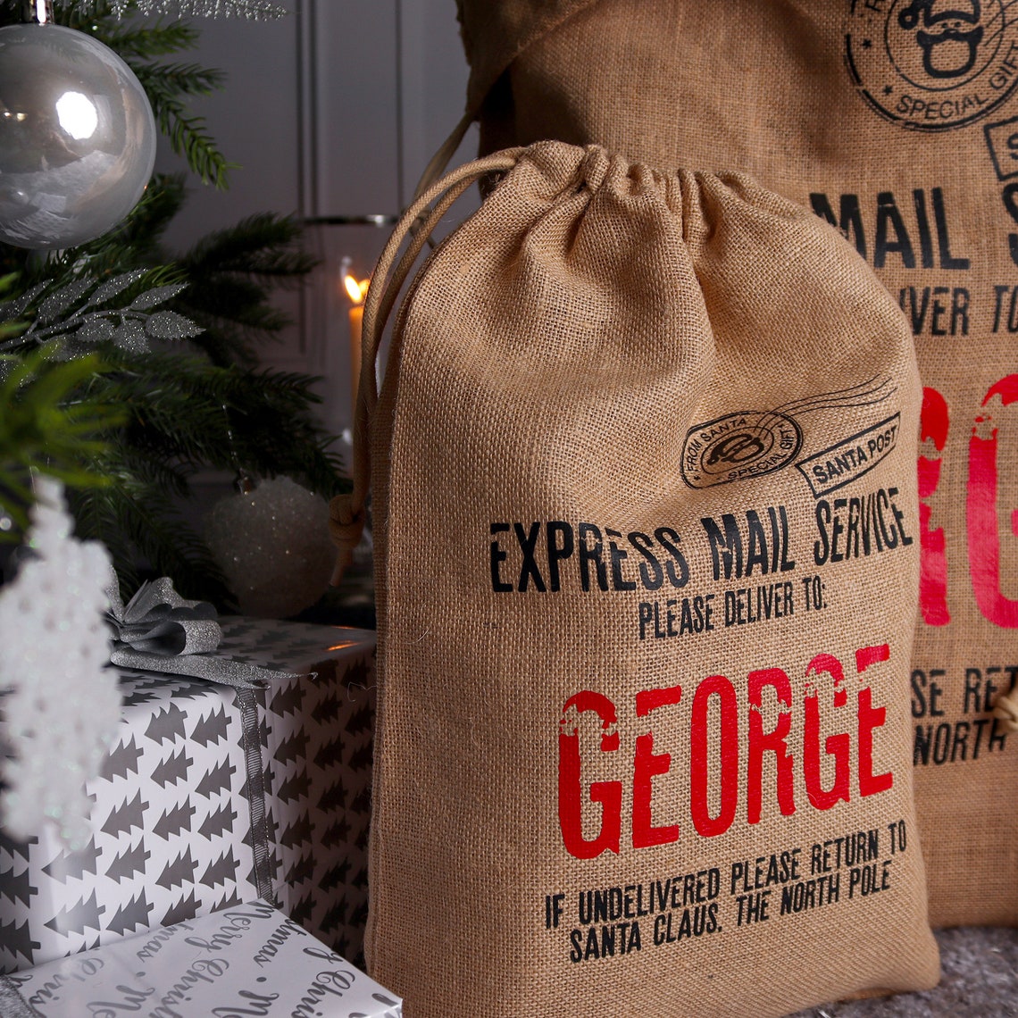 Personalised Christmas Santa Sack Express Mail Christmas Stocking Bag ...