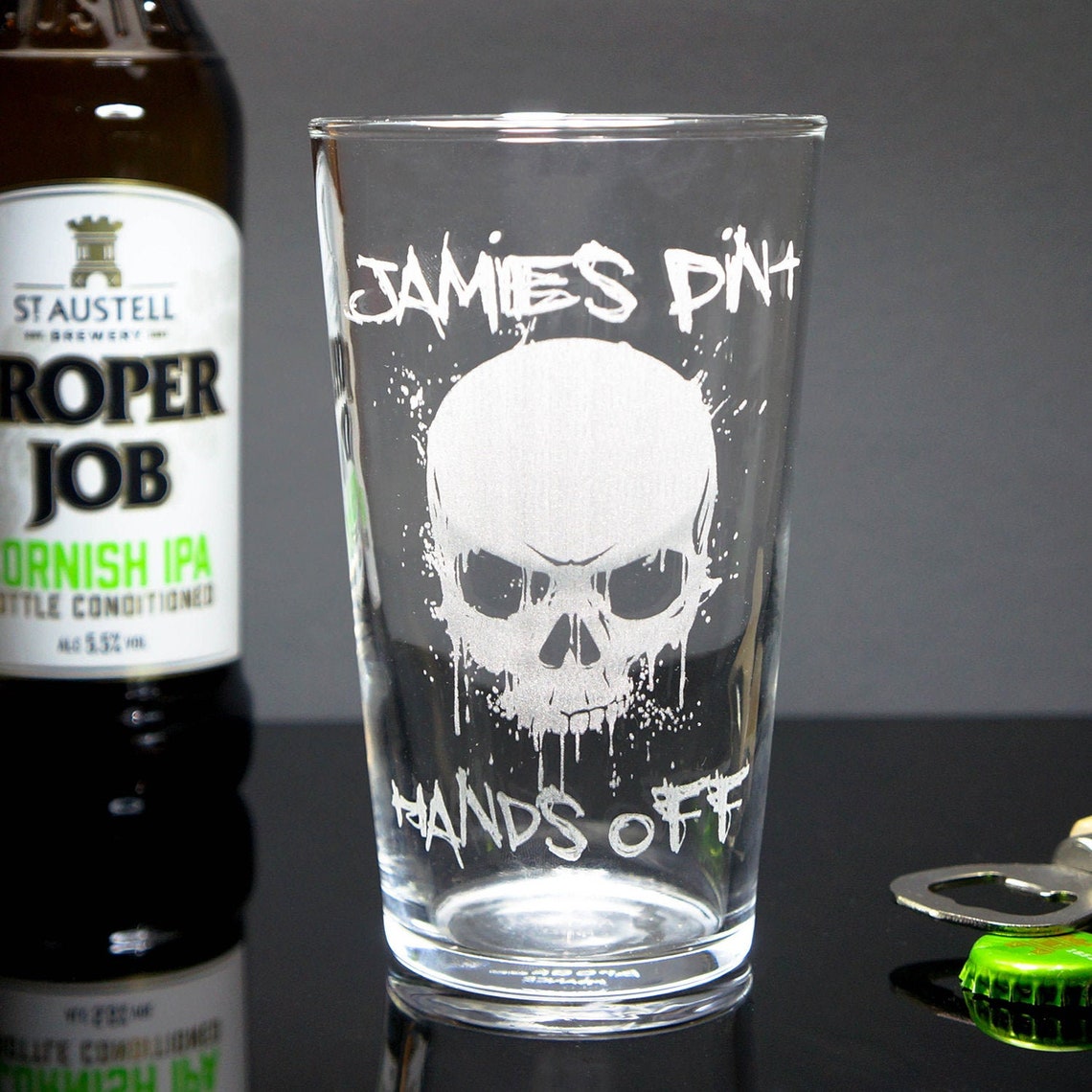 Personalised Skull Beer Cider Ale Glass Great Birthday | Etsy