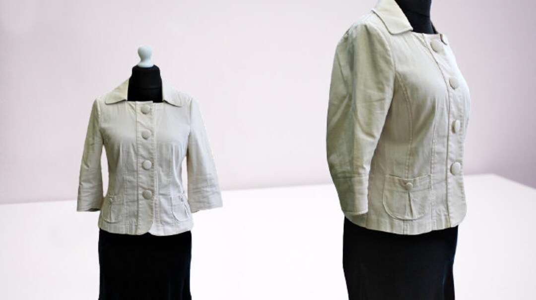 White Jacket Vintage Female With Big Buttons Cotton Women 3/4 Sleeves ...