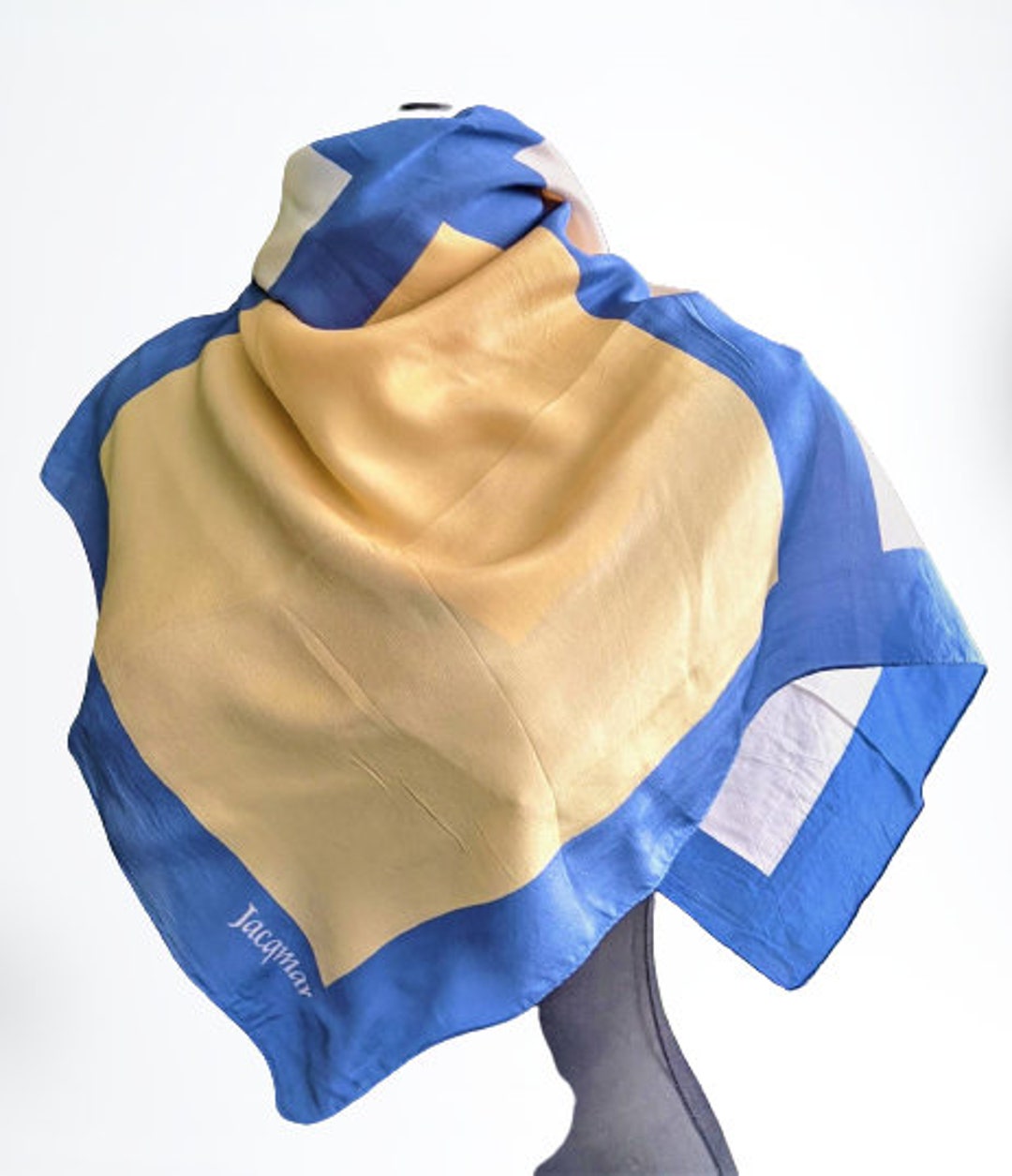 Vintage Light Yellow Blue Silk Scarf Christmas Gift Jacqmar - Etsy Denmark