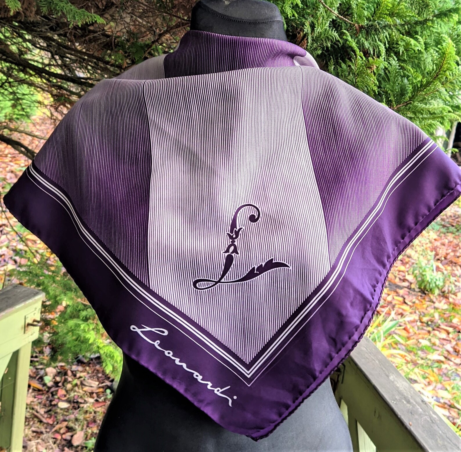 Purple White Vintage Scarf L Letter Leonardi 70's Fashion Christmas ...