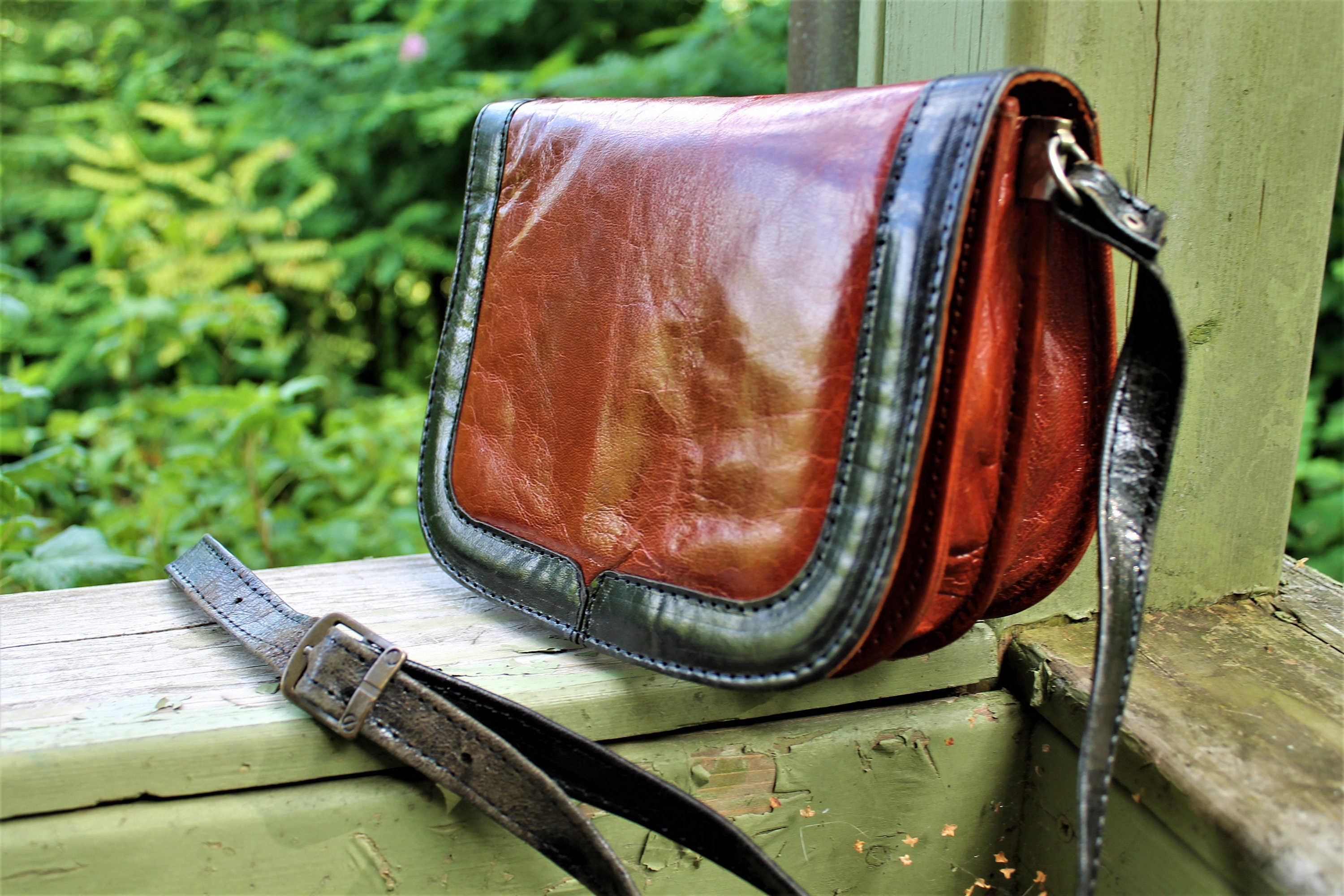 Vintage Crossbody Bag Shoulder Tote Brown Leather Women Handbag Purse ...