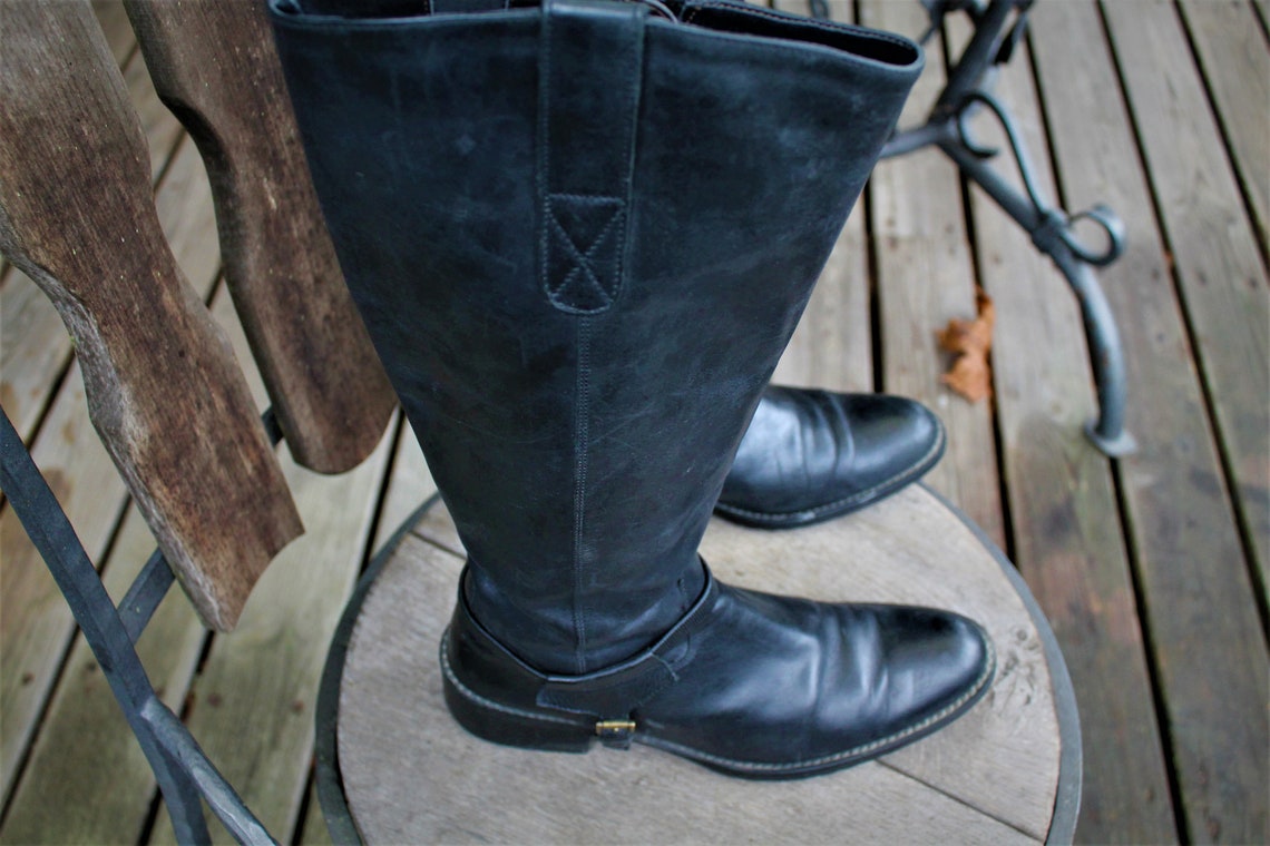 Vintage Boots Black Equestrian Riders Shoes Leather Women Size - Etsy