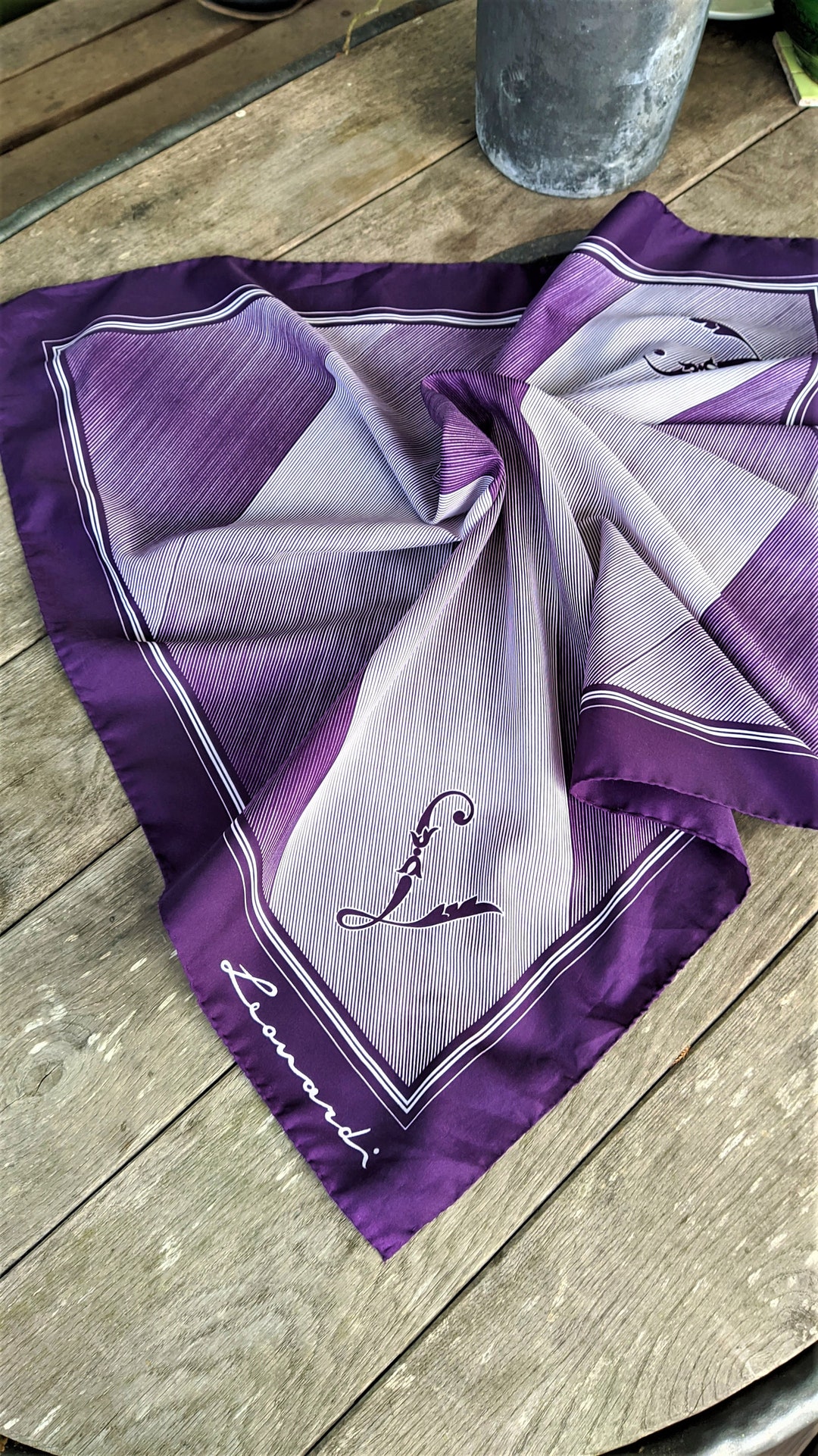 Purple White Vintage Scarf L Letter Leonardi 70's Fashion Christmas ...