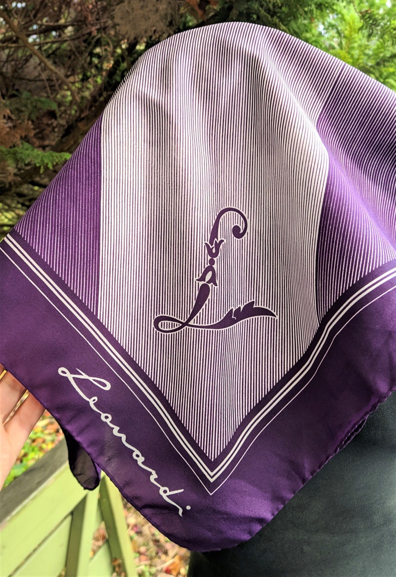 Purple White Vintage Scarf L Letter Leonardi 70's Fashion Christmas ...