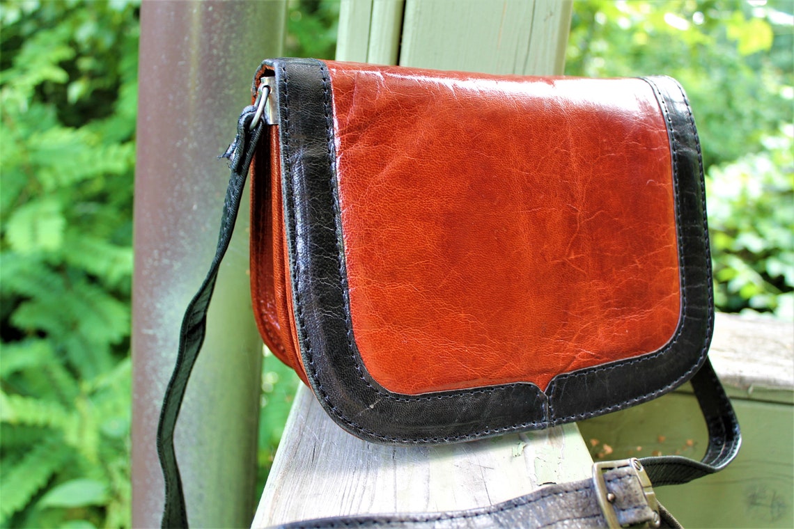 Vintage Crossbody Bag Shoulder Tote Brown Leather Women Handbag Purse ...