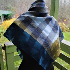 Dark Vintage Scarf Blue Green Abstract - Etsy