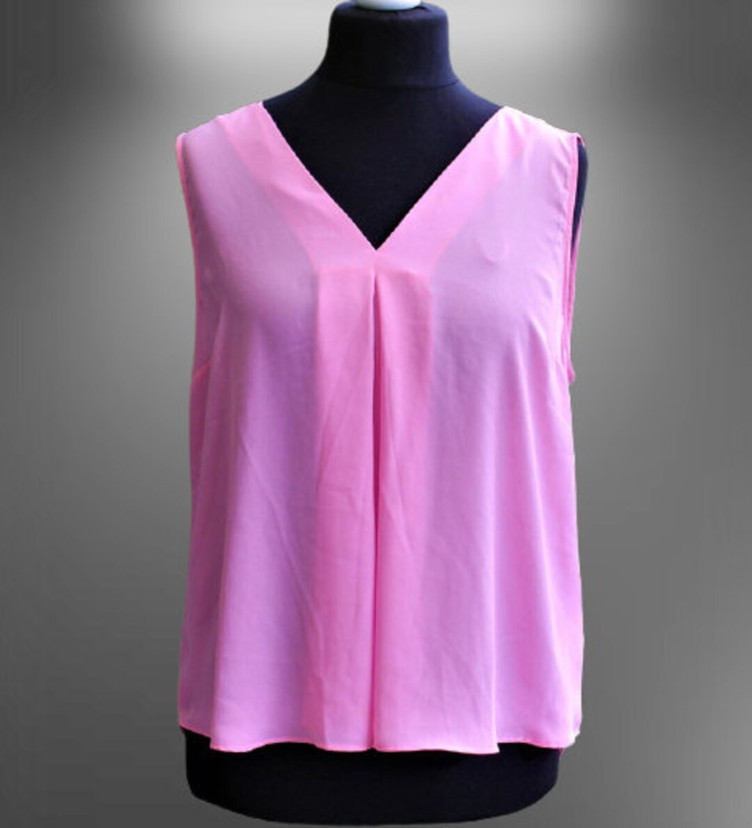 Rose Pink Top Blouse Vintage Loose Sleevless Women Size 44 XL - Etsy