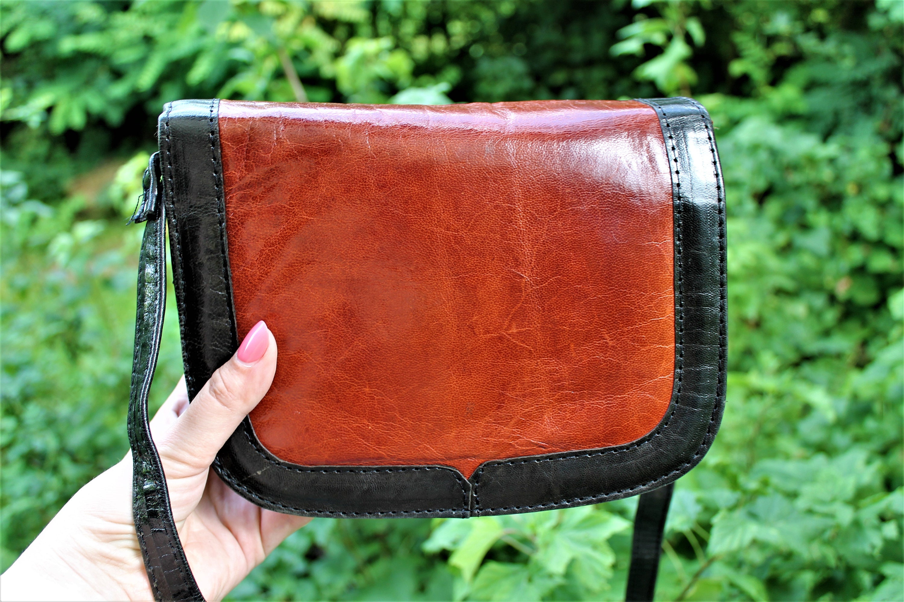 Vintage Crossbody Bag Shoulder Tote Brown Leather Women Handbag Purse ...