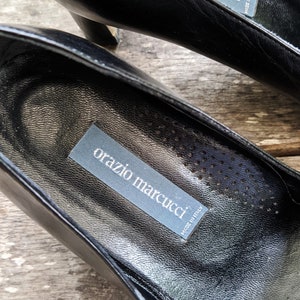 Black Pumps Leather Heels Shoes Medium Size 37 EU/ 6.5 US/ 4 UK Orazio ...