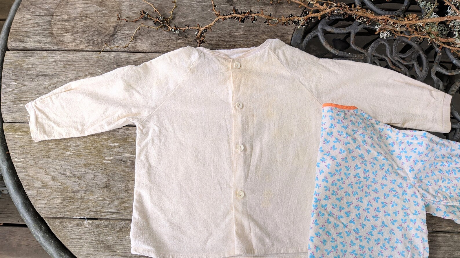 Pair of Vintage Baby Shirts Cotton Flanel White Blue Soviet Union 1980 ...