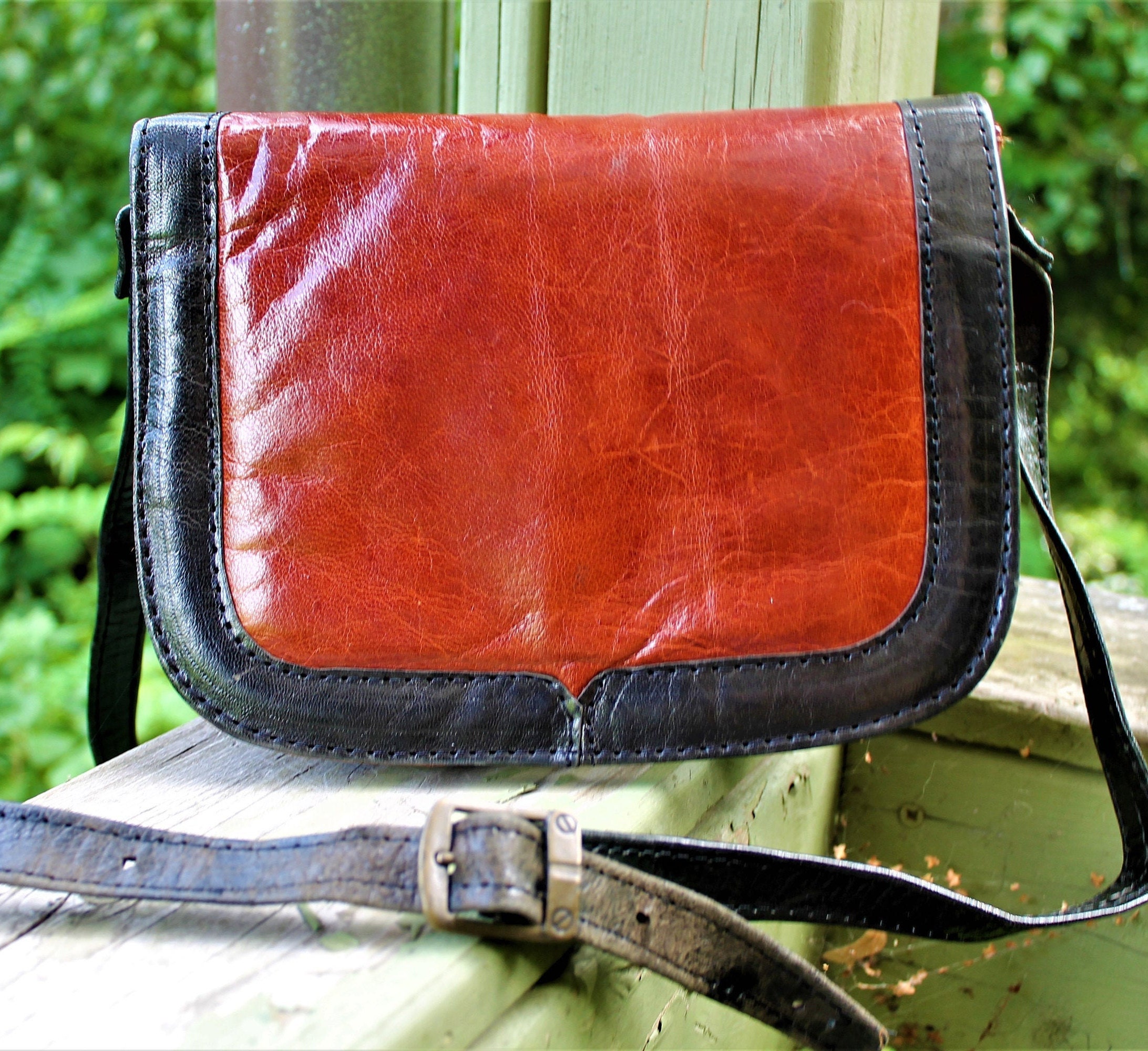 Vintage Crossbody Bag Shoulder Tote Brown Leather Women Handbag Purse ...