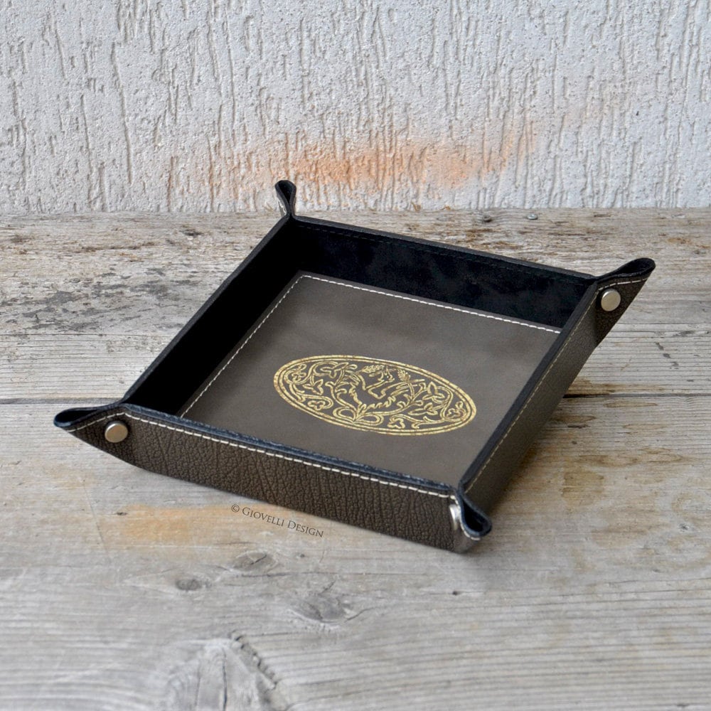 Leather Pocket Emptier - Square Grey Catchall - Etsy