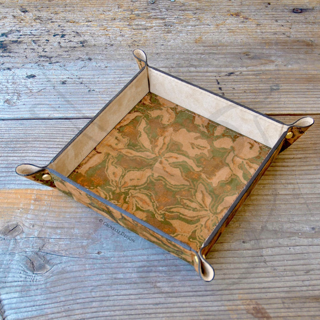 Suede Leather Pocket Emptier - Square Earth Tone Catchall - Etsy