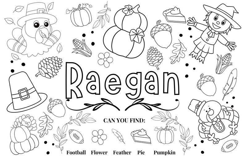 Personlaized Thanksgiving Coloring Placemat - Etsy