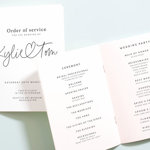 Wedding Program Order of Service Wedding Church Ceremony - Etsy UK