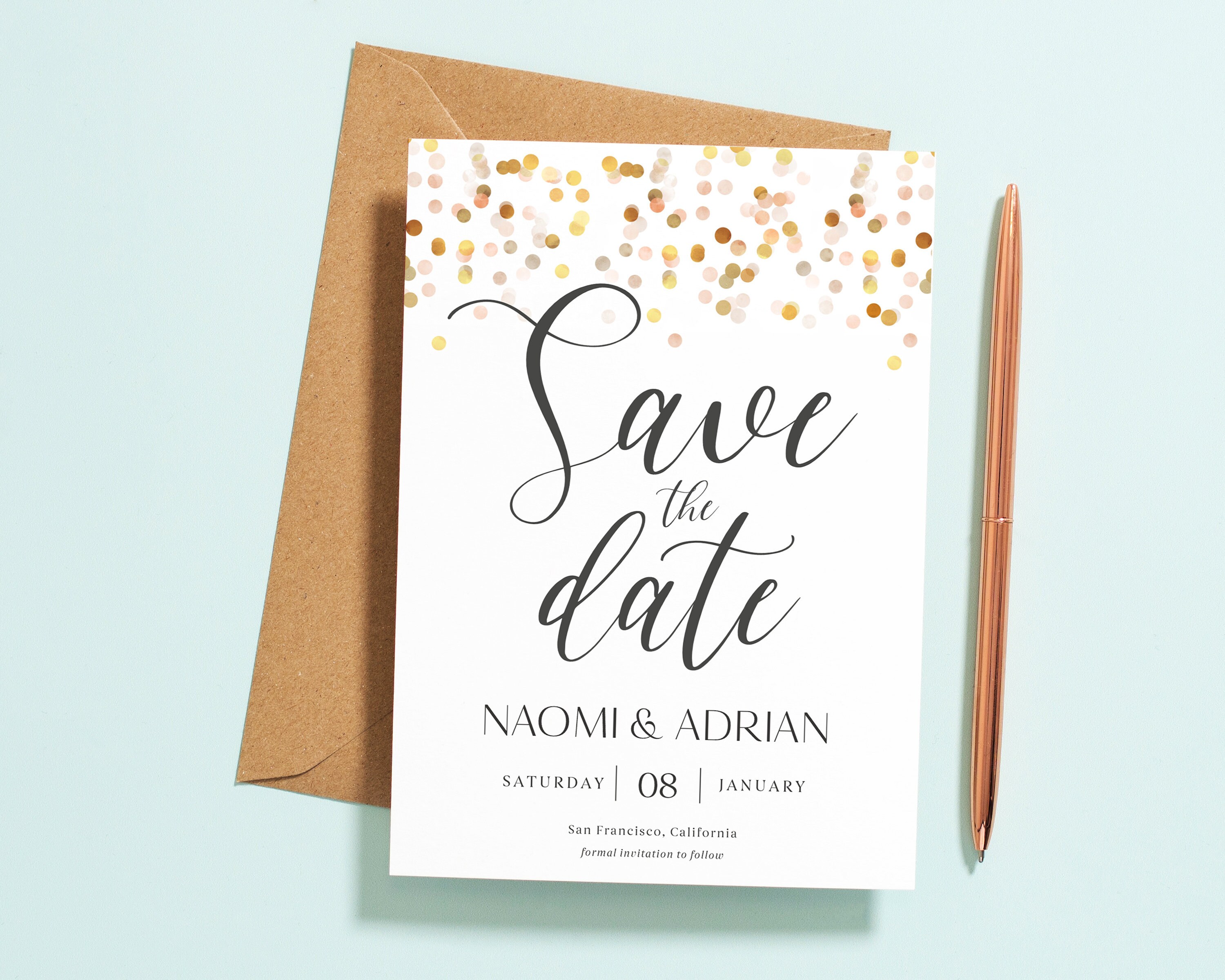 Wedding Save The Date Save The Date Cards Gold Save The Etsy Singapore