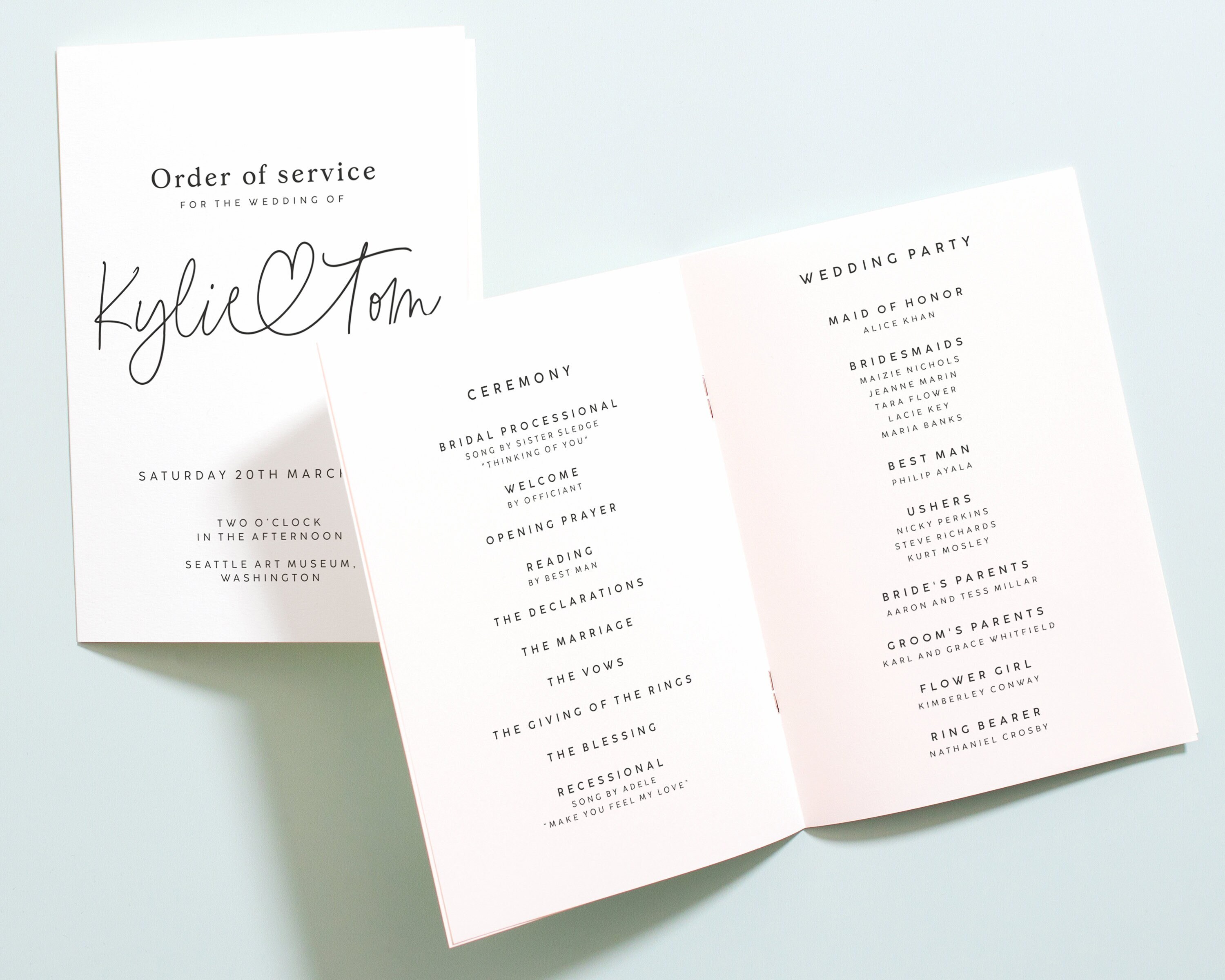 Wedding Program Order Of Service Wedding Church Ceremony Etsy