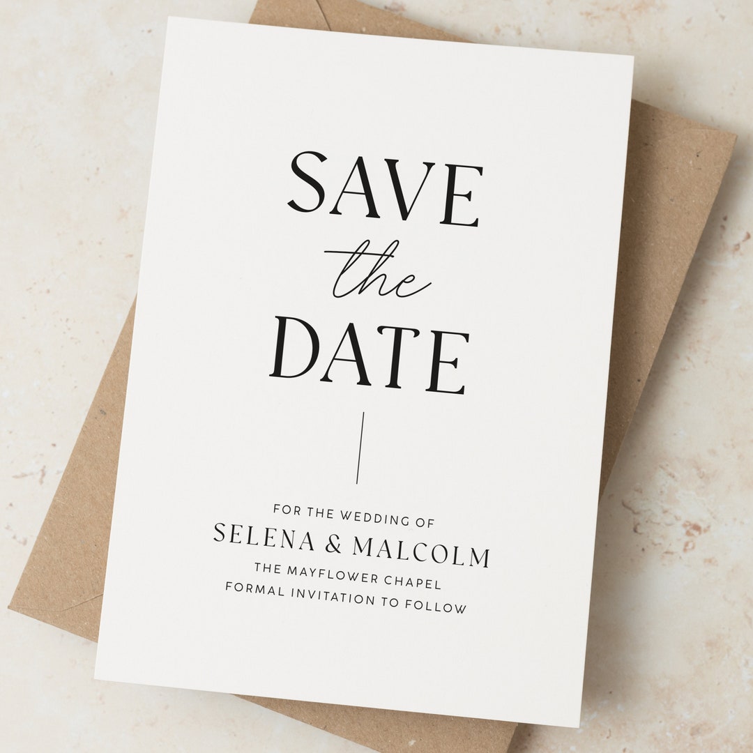 Modern Save the Date Wedding, Minimalist Save the Date Cards, Simple ...