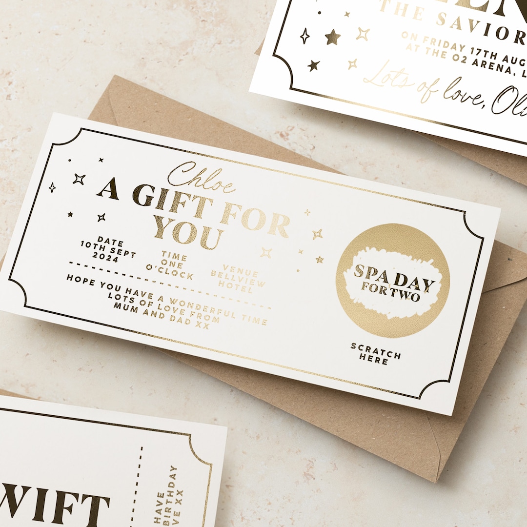 Personalised Scratch Reveal Gift Voucher, Surprise Scratch off Gift ...