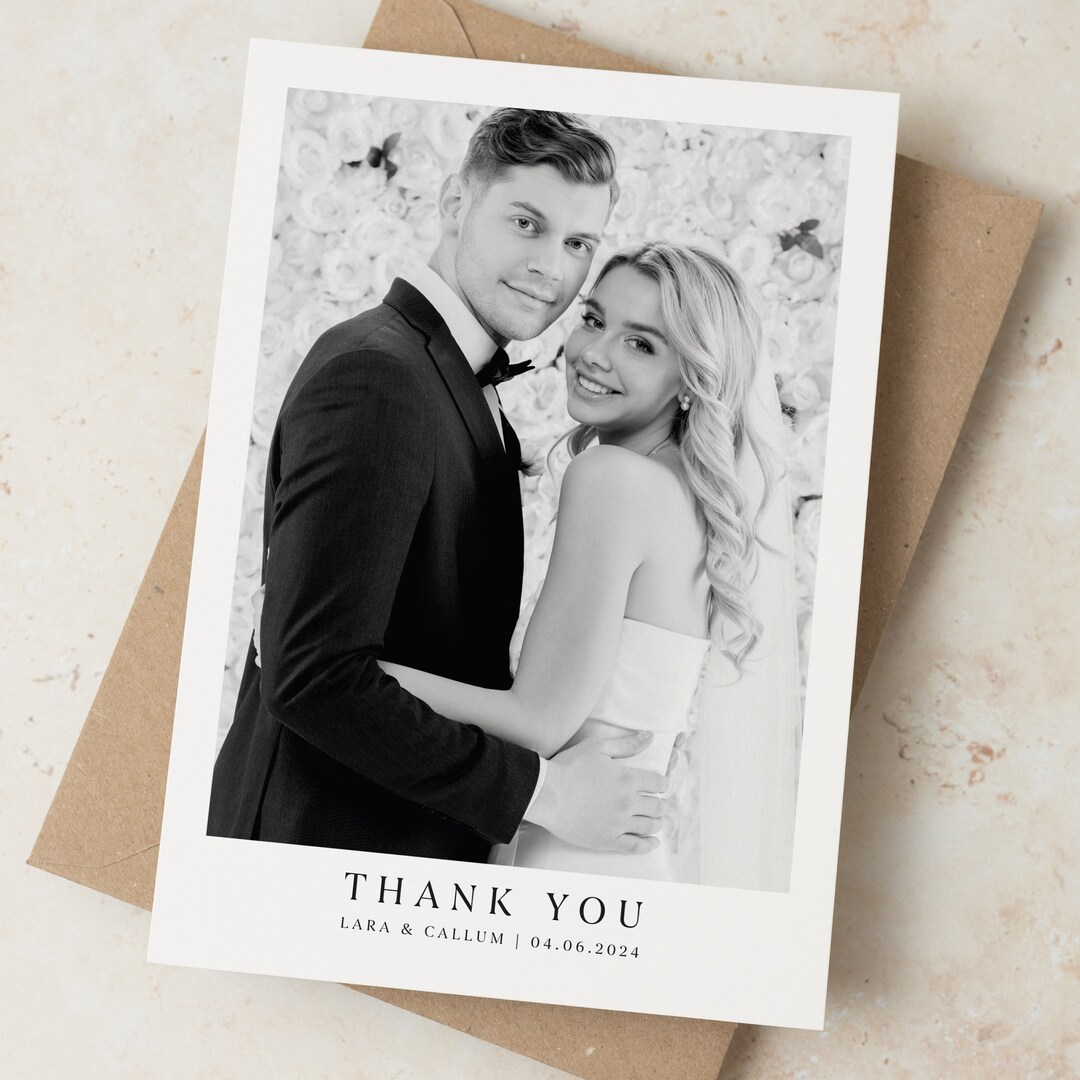 Simple Wedding Thank You Cards Simple Photo Thank You Card - Etsy UK
