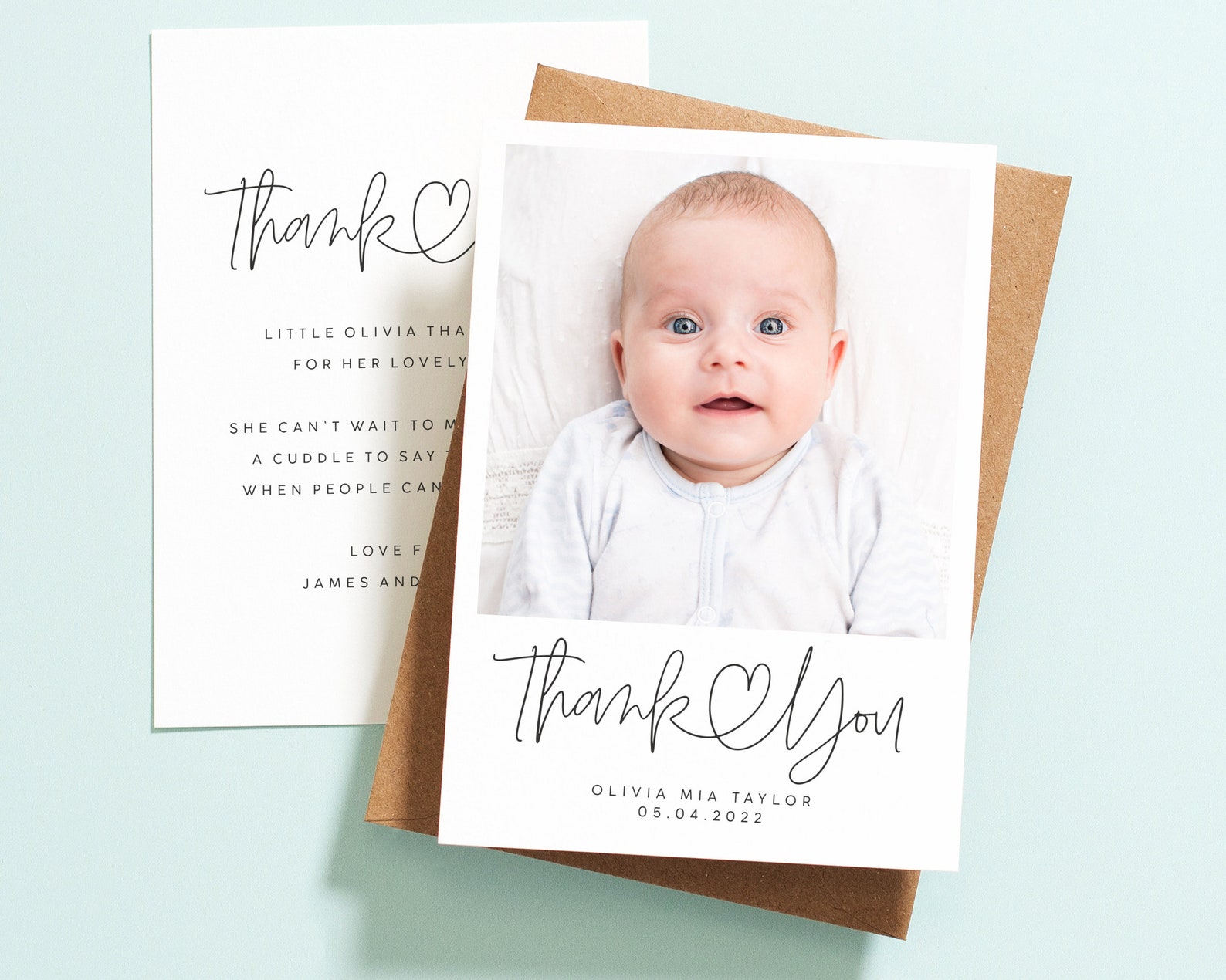Birth Announcement Thank You Baby Announcement Card Baby - Etsy UK