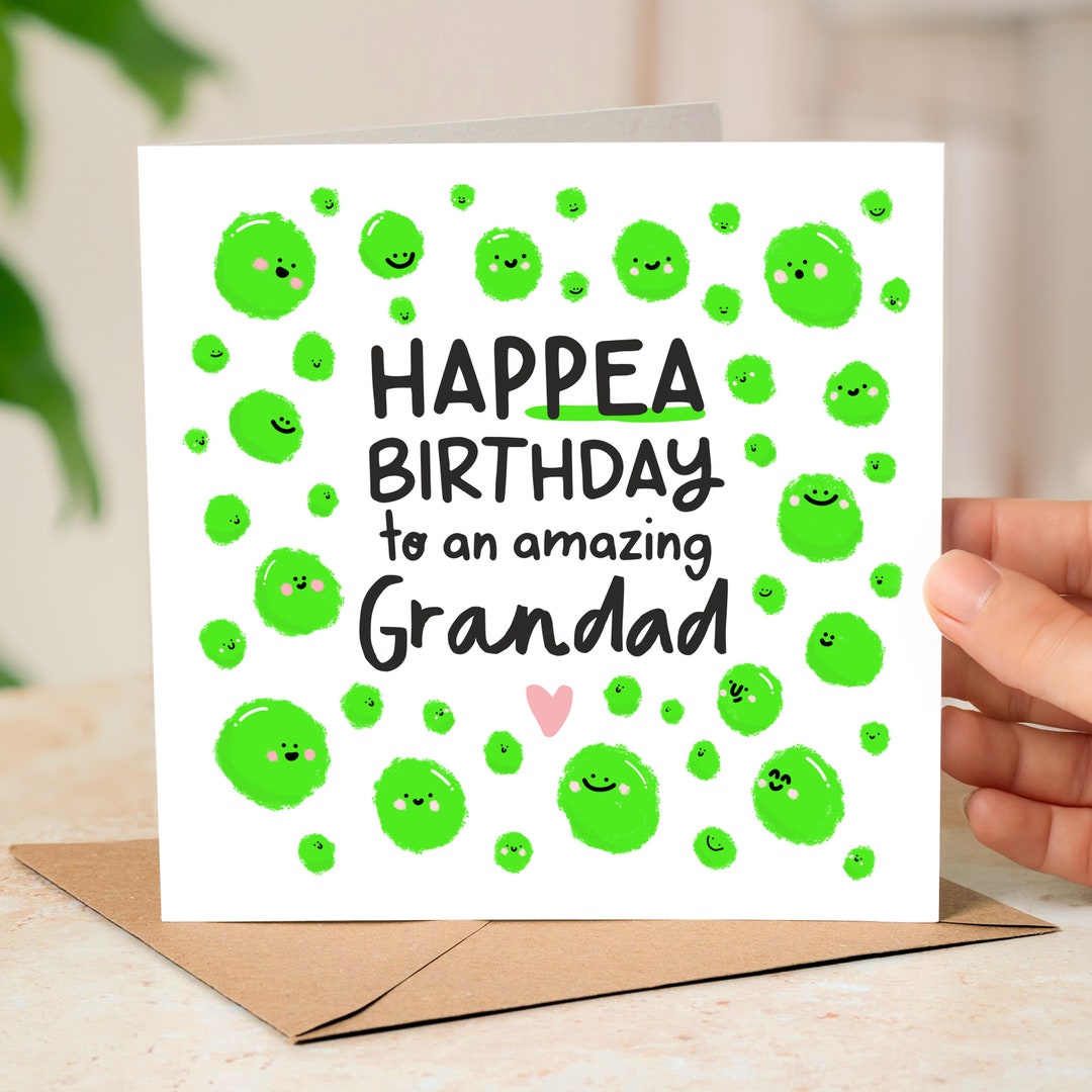 Grandad Birthday Card, Funny Birthday Card for Grandad, Hap-pea ...