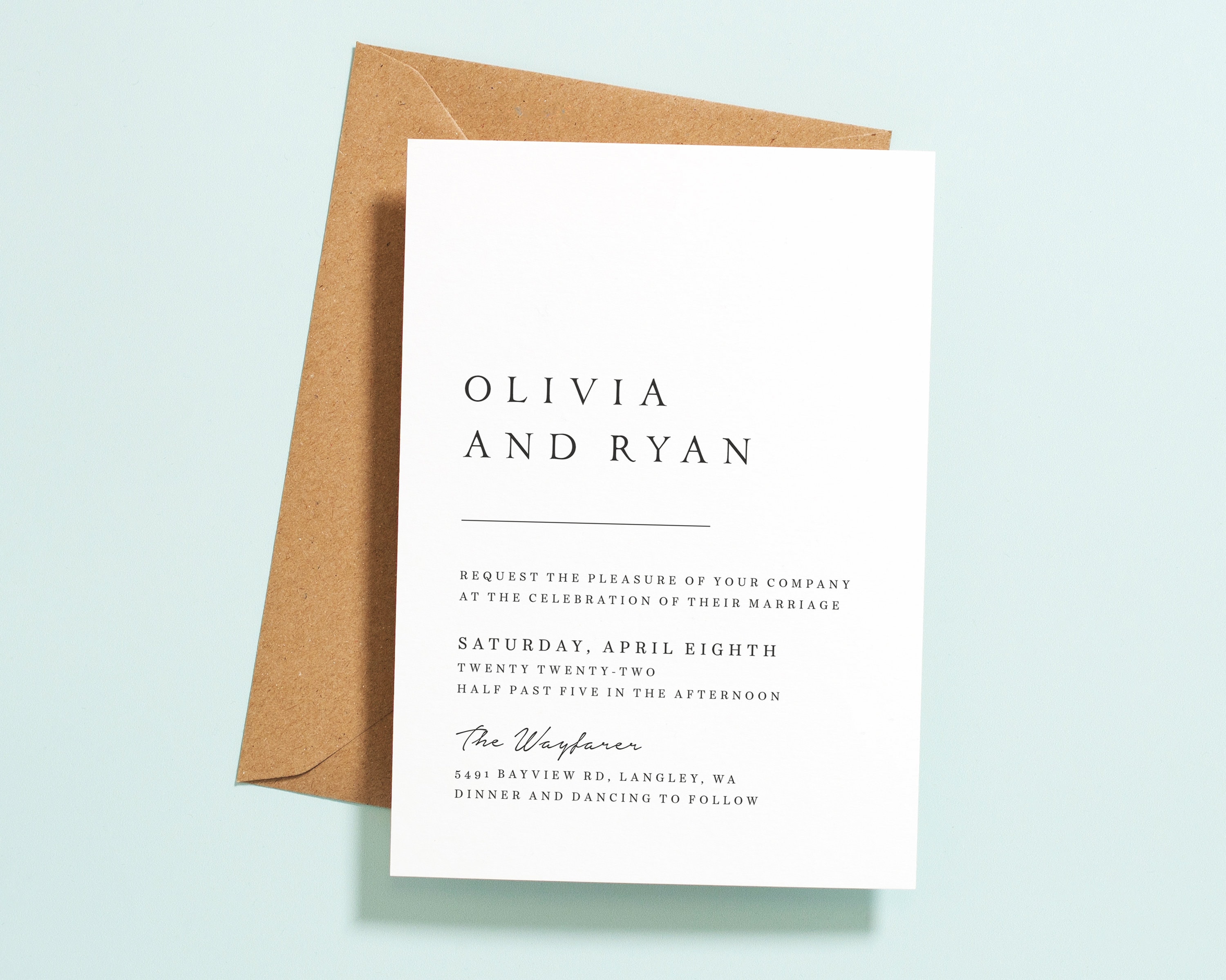 Simple Wedding Invitation Stylish Wedding Invites Custom - Etsy