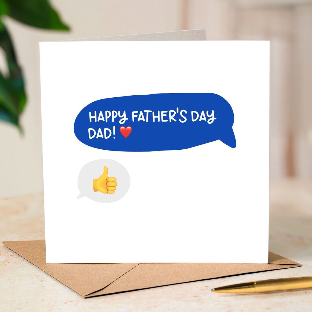 Funny Fathers Day Card for Dad, Dad Thumbs up Card, Dad Text Message ...