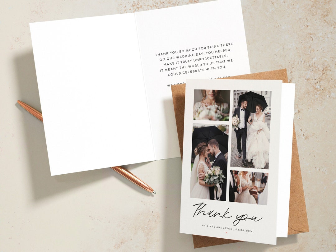 Wedding Thank You Card, Thanks You Card for Wedding, Wedding Thankyous ...