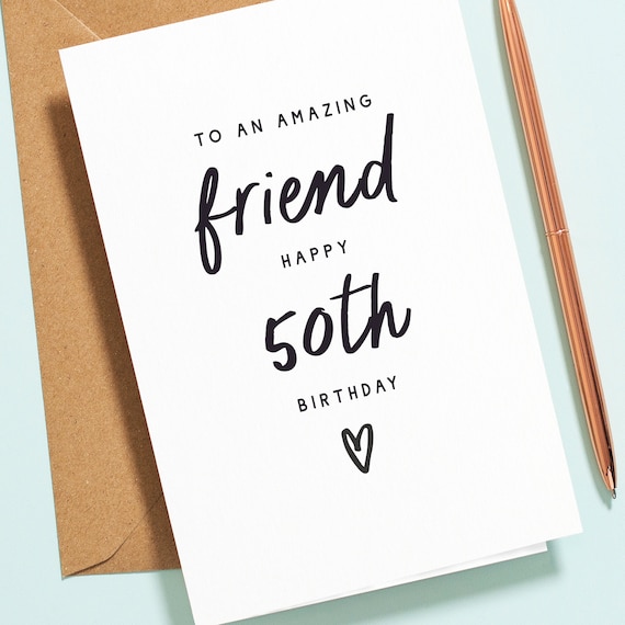 Friend 50th Birthday Card 50th Birthday Card for Best Friend - Etsy