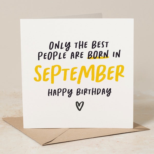 September Birthday Card - Etsy