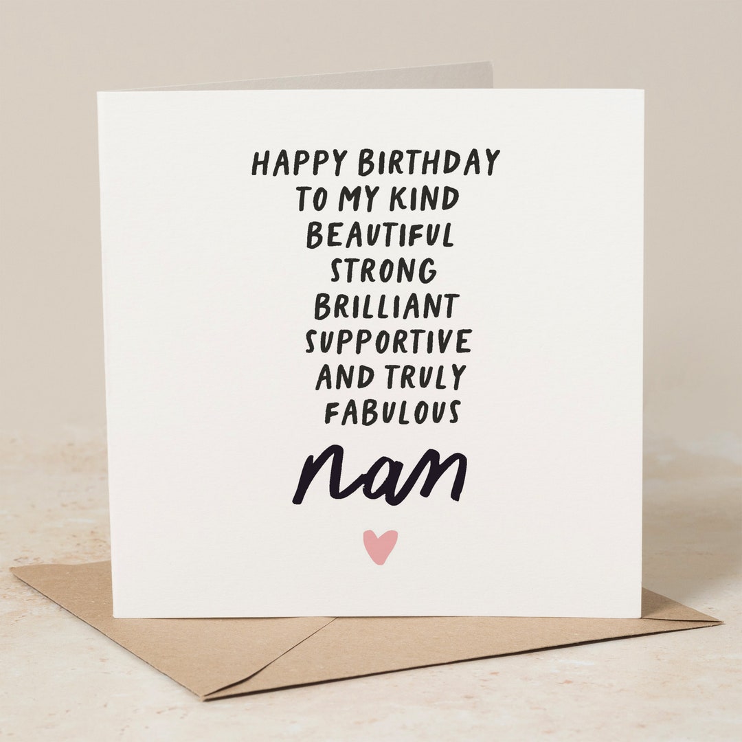 Nan Birthday Card, Birthday Card for Grandma, Poem Birthday Card for ...