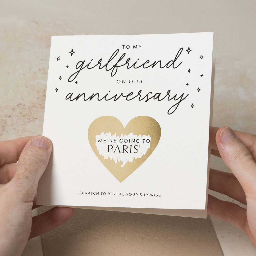 Girlfriend Anniversary Card, Surprise Anniversary Scratch Card Gift for ...