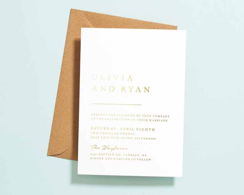 Simple Wedding Invitation Stylish Wedding Invites Custom - Etsy
