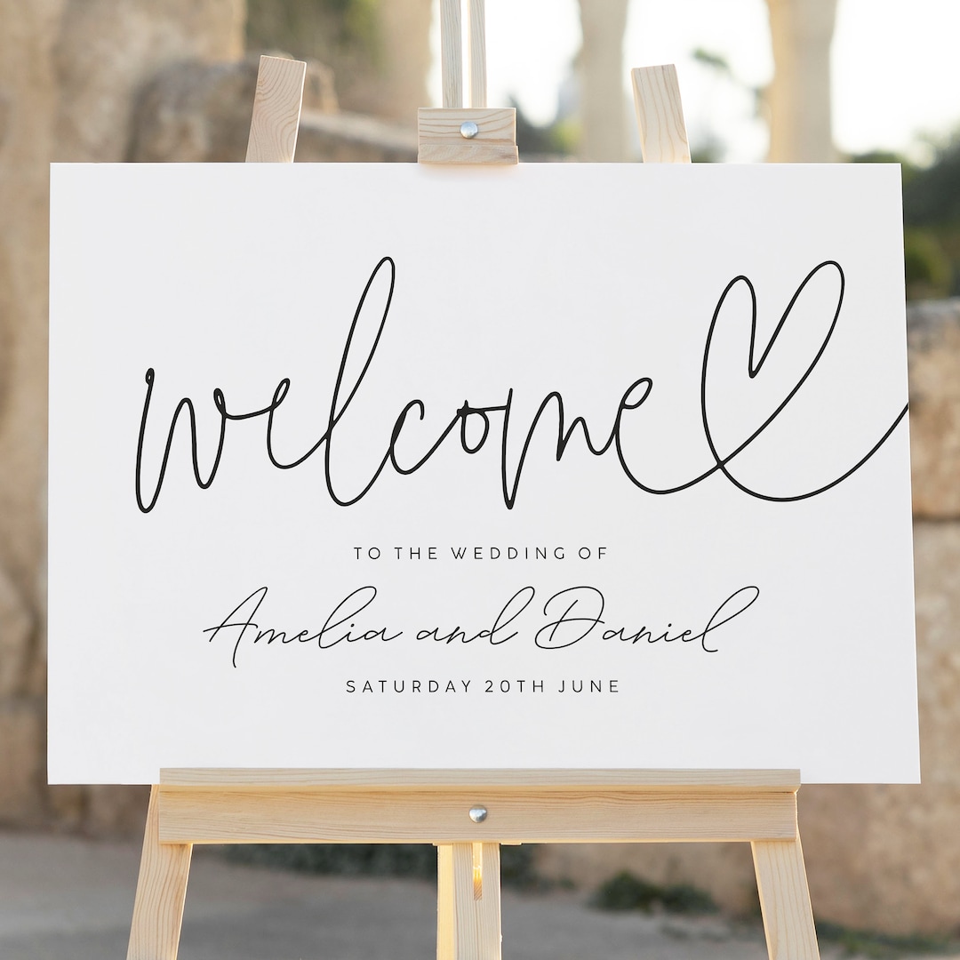 Wedding Welcome Sign, A1 Wedding Sign, Calligraphy Wedding Signage ...
