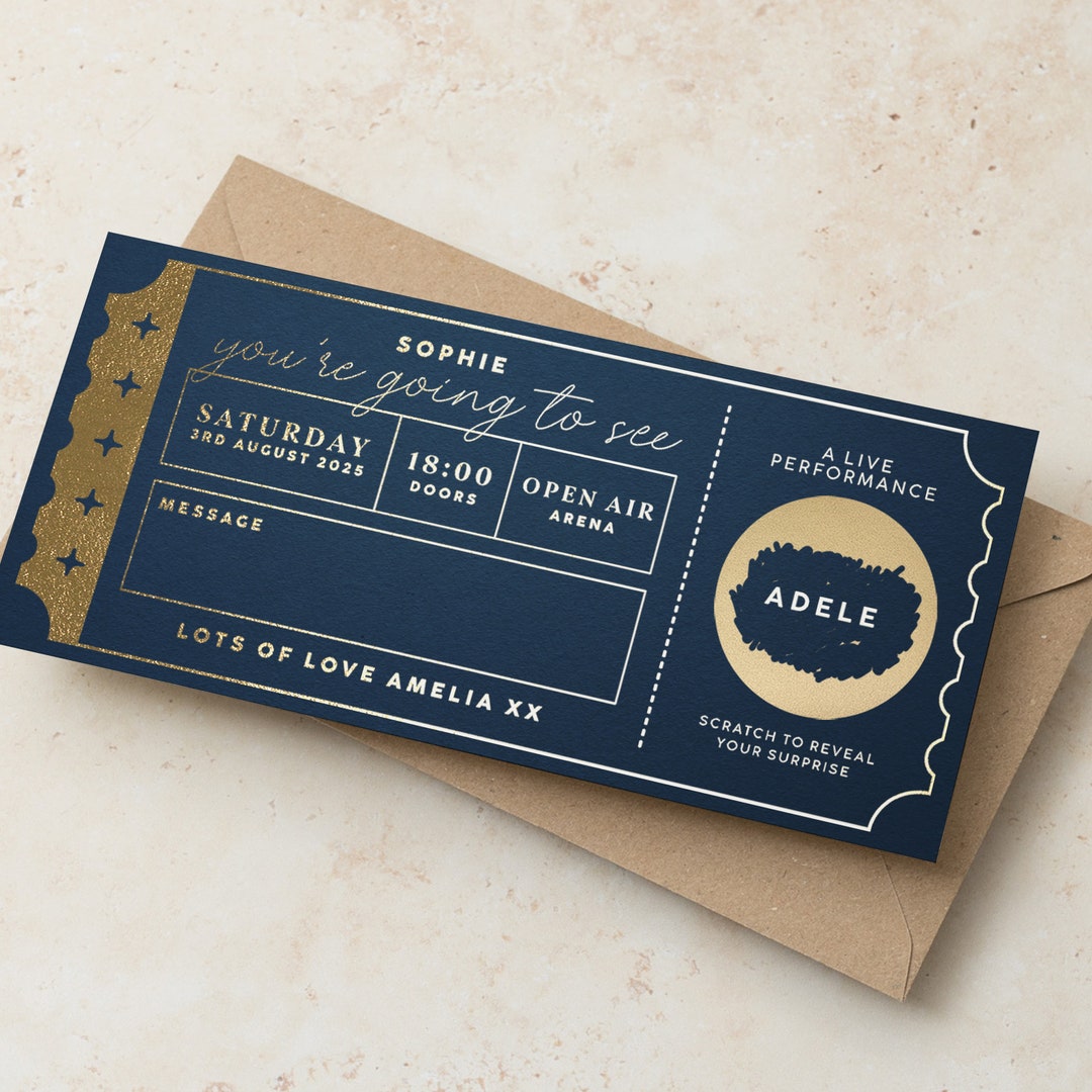 Personalised Birthday Scratch to Reveal Voucher, Custom Gold Foil ...