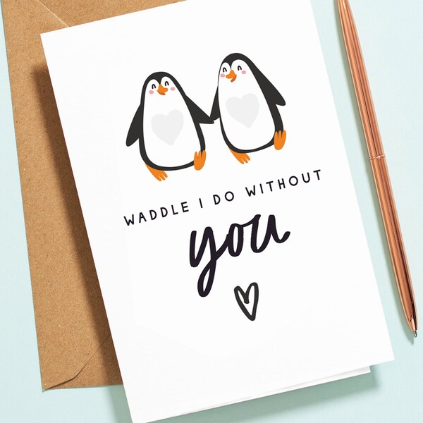 Penguin Card - Etsy