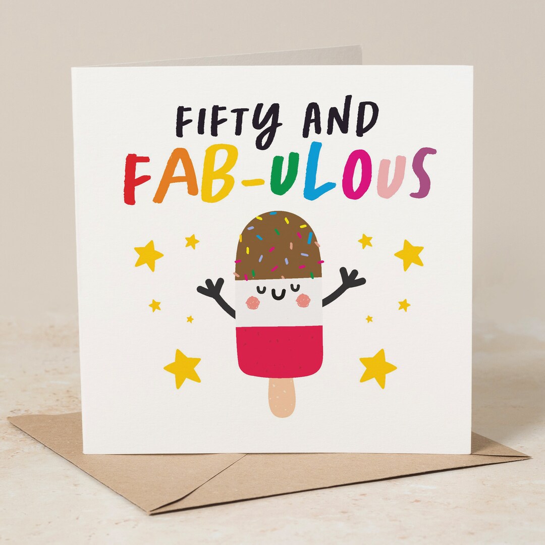 50th Birthday Card Fifty and Fabulous Birthday Card Funny - Etsy
