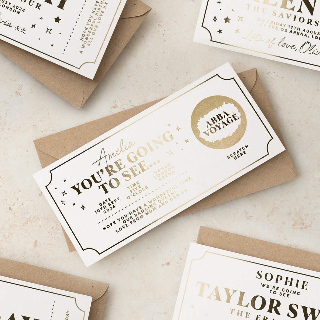 Personalised Scratch Reveal Ticket, Scratch off Surprise Event Card ...