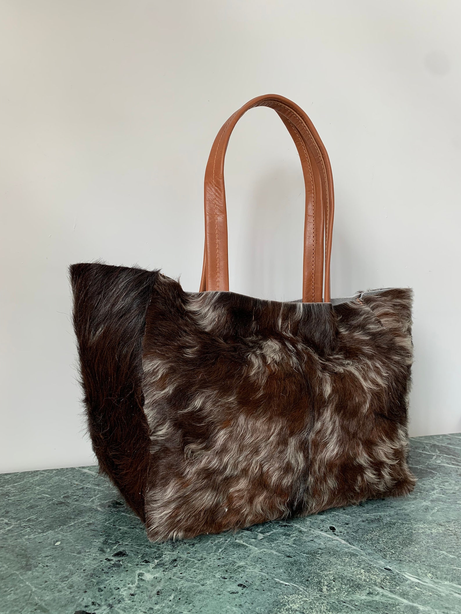 Cowhide Tote Leather Tote Cow Fur Bag Hair on Hide Bag - Etsy