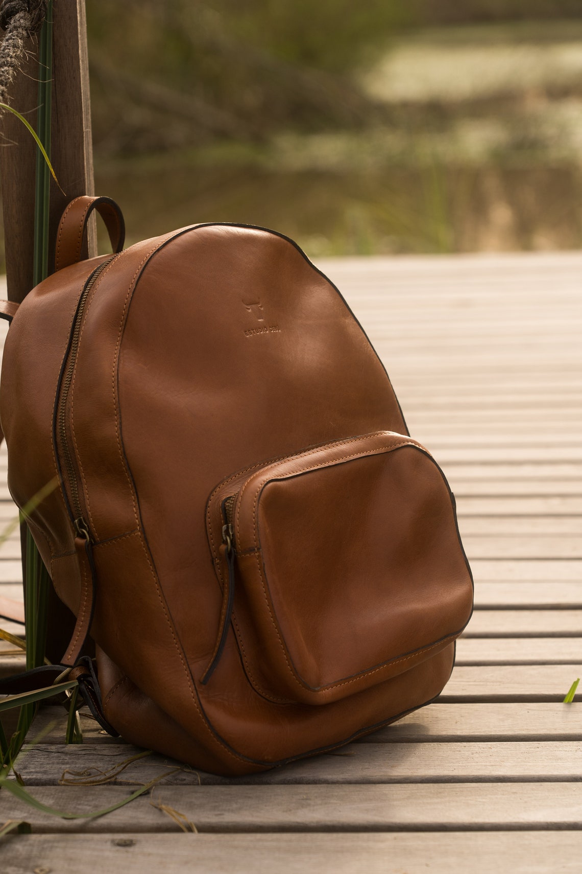 Leather Backpack, Vegetable Tanned Leather Rucksack, Genuine Leather ...