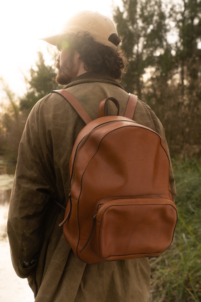 Leather Backpack, Vegetable Tanned Leather Rucksack, Genuine Leather ...