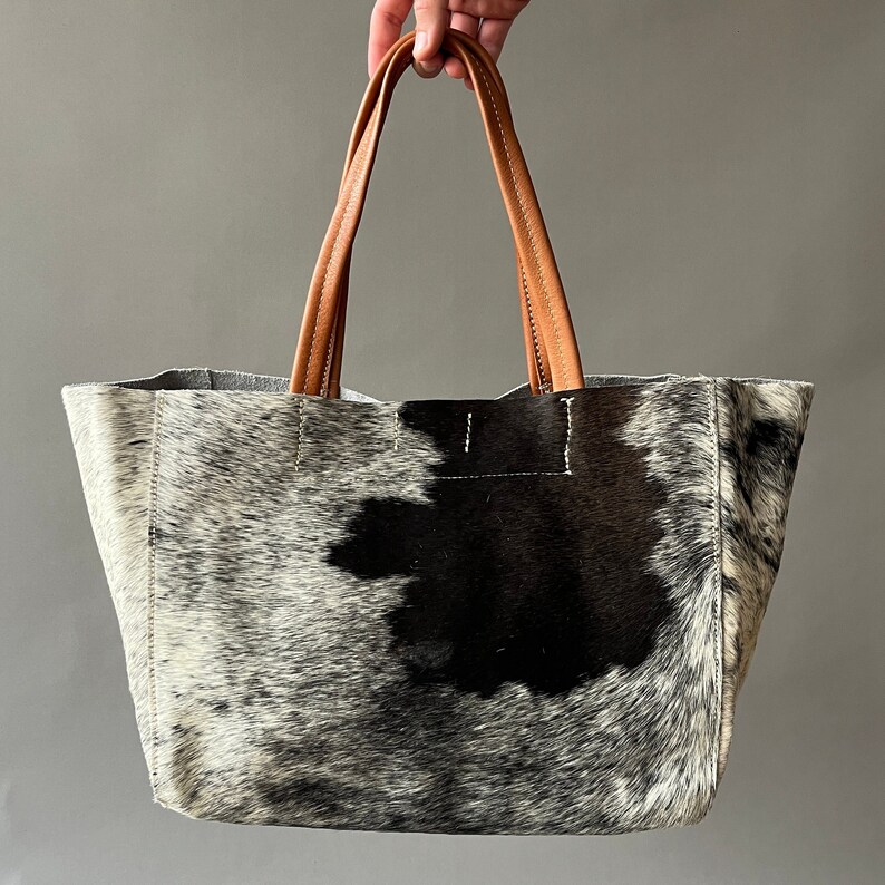 Cowhide Tote Bag, Leather Tote, Shoulder Bag, Leather Bag, Handmade ...