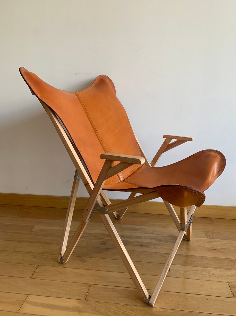 Butterfly Chair, BKF Armrest Chair, Vegetable Tanned Leather, Wood and ...
