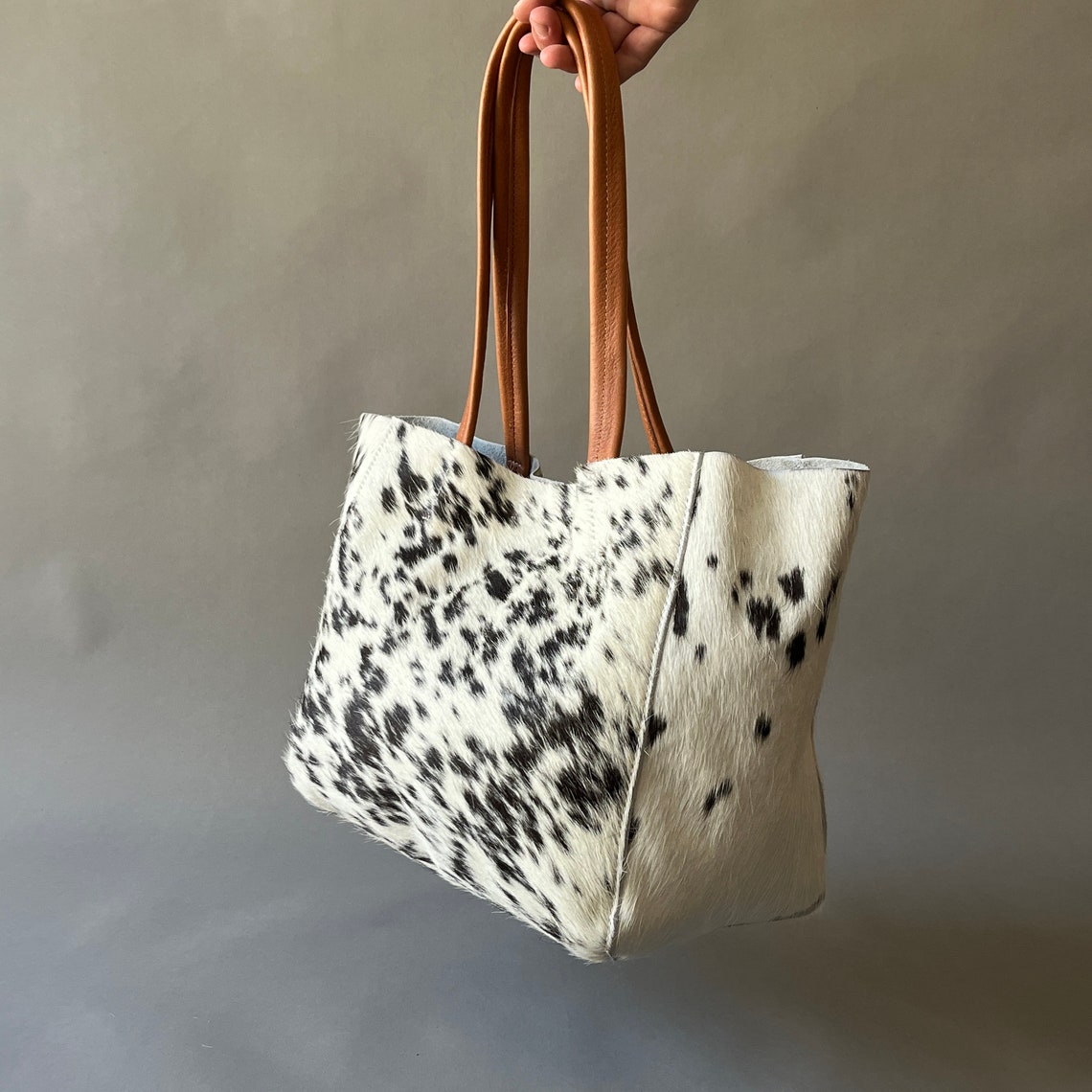 Cowhide Tote Bag, Leather Bag, Cowhide Tote - Etsy