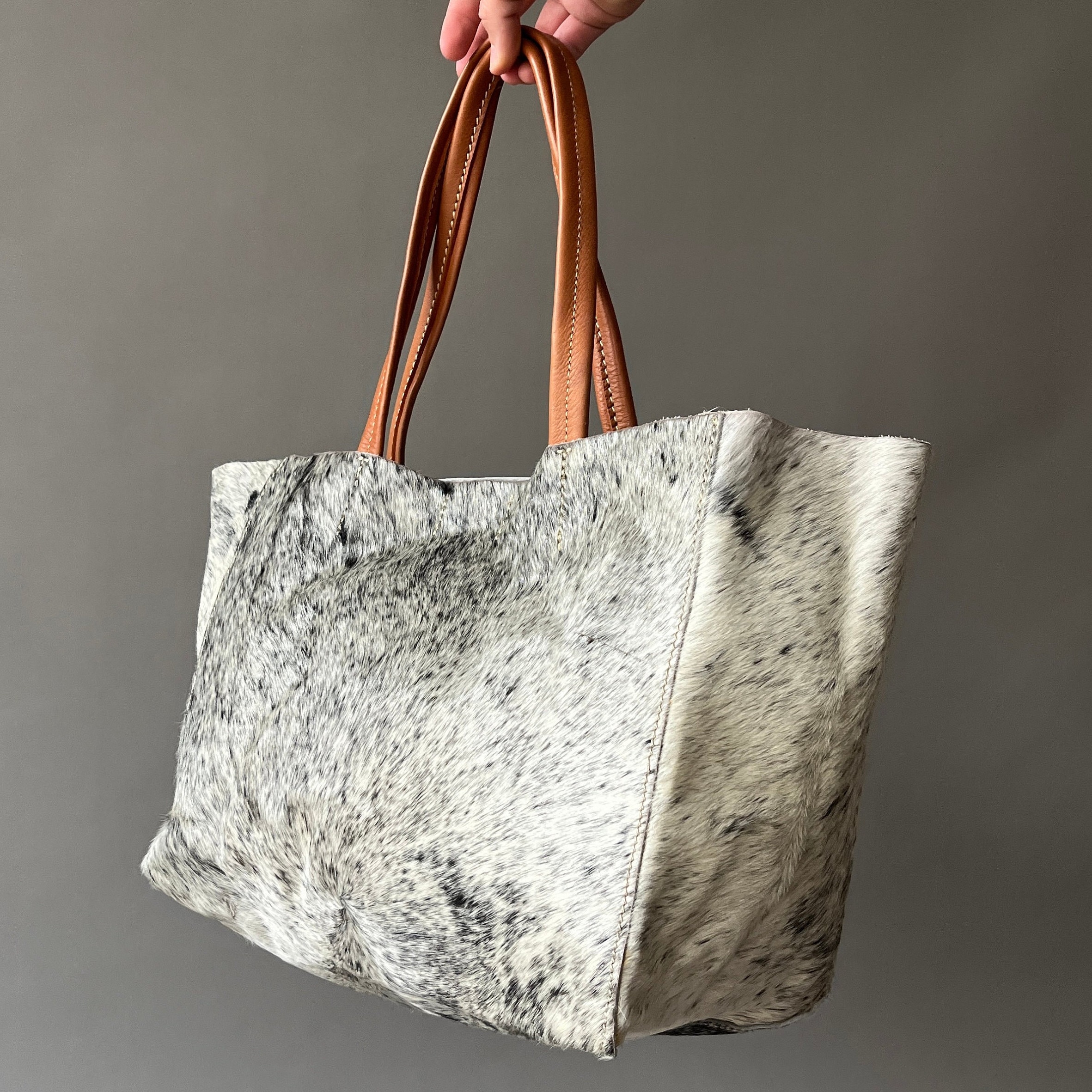 Cowhide Tote Bag, Leather Tote, Shoulder Bag, Leather Bag, Handmade ...