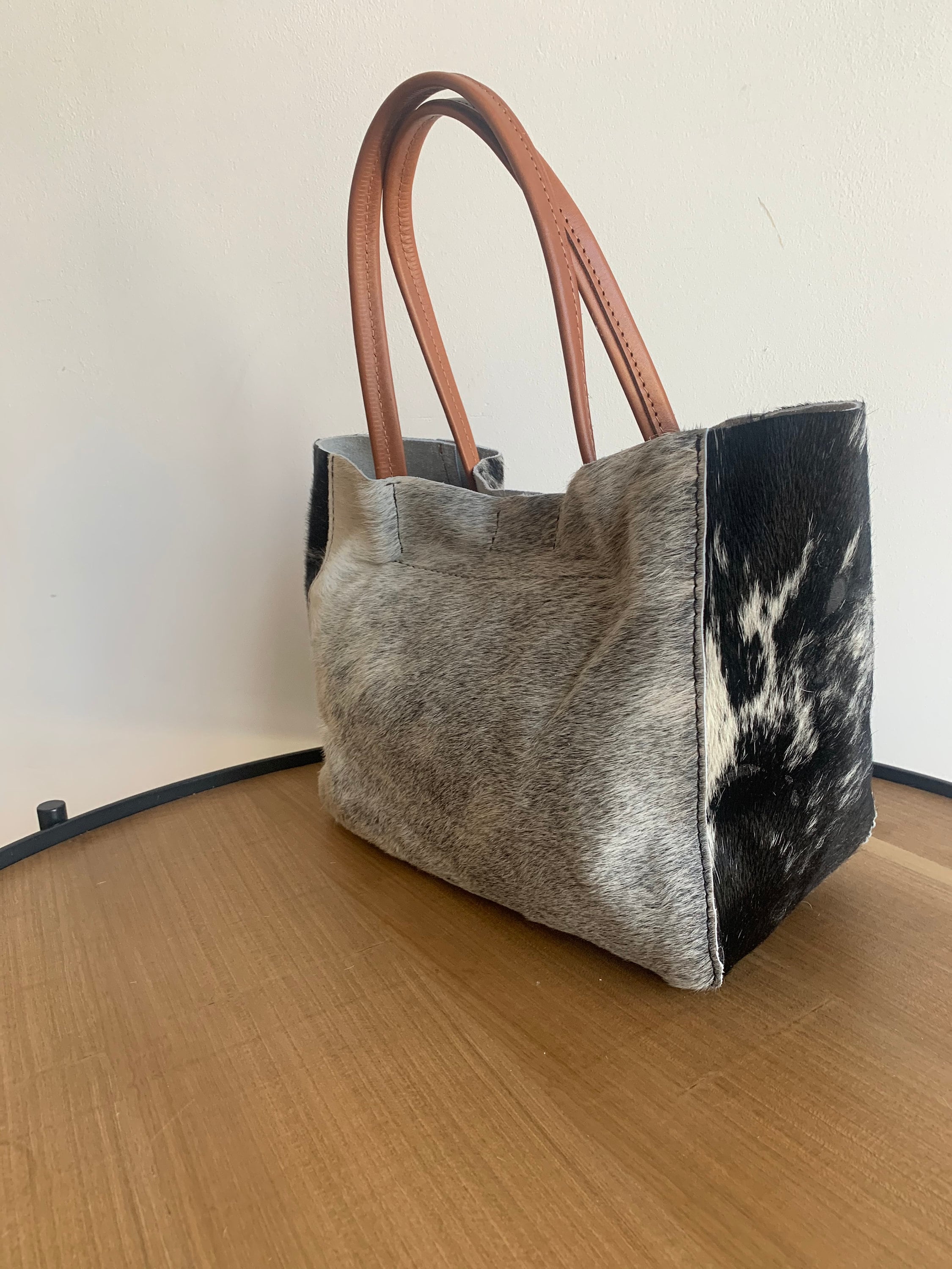 Cowhide tote bag leather tote cowhide shoulder bag | Etsy