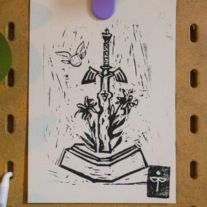 The Legend of Zelda Mastersword - Lino Print - 100% Selfmade - Etsy